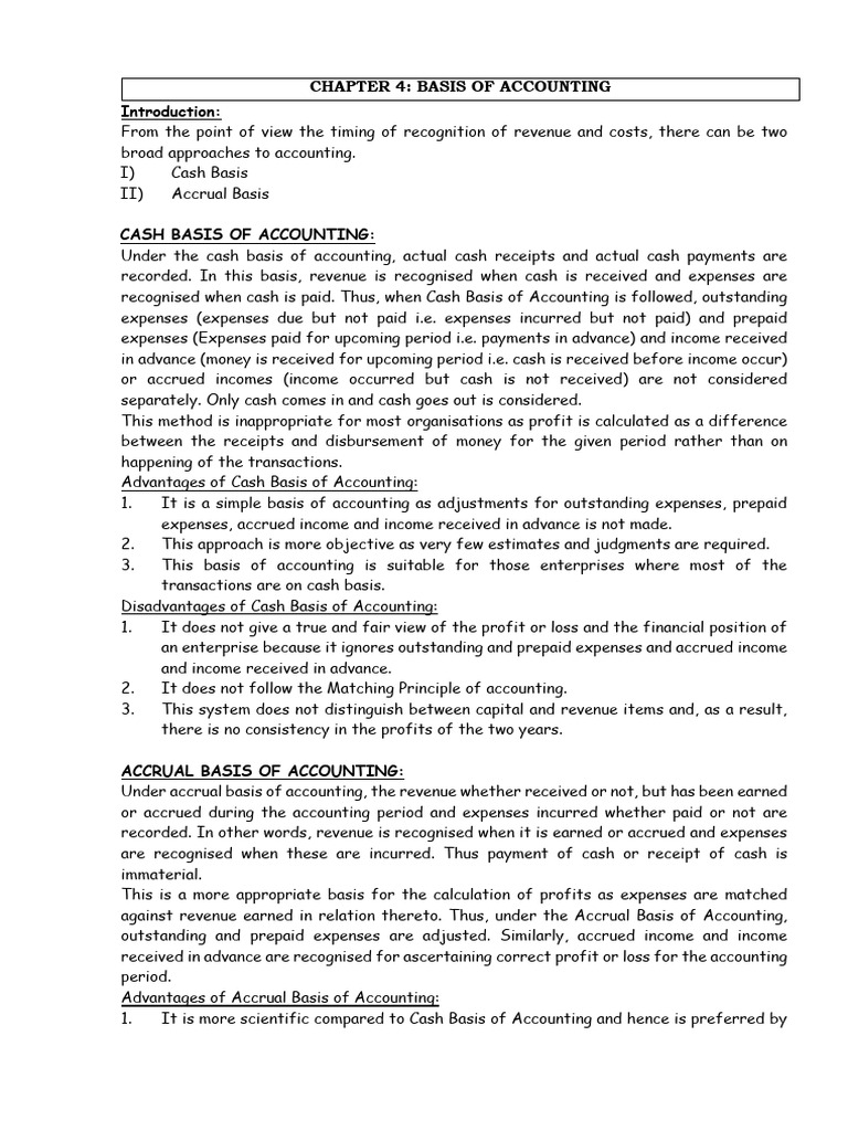 CH 4 Bases of Accounting | PDF | Accrual | Basis Of Accounting