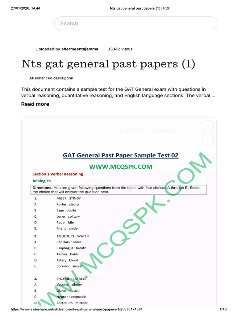 Nts Sample Paper | PDF