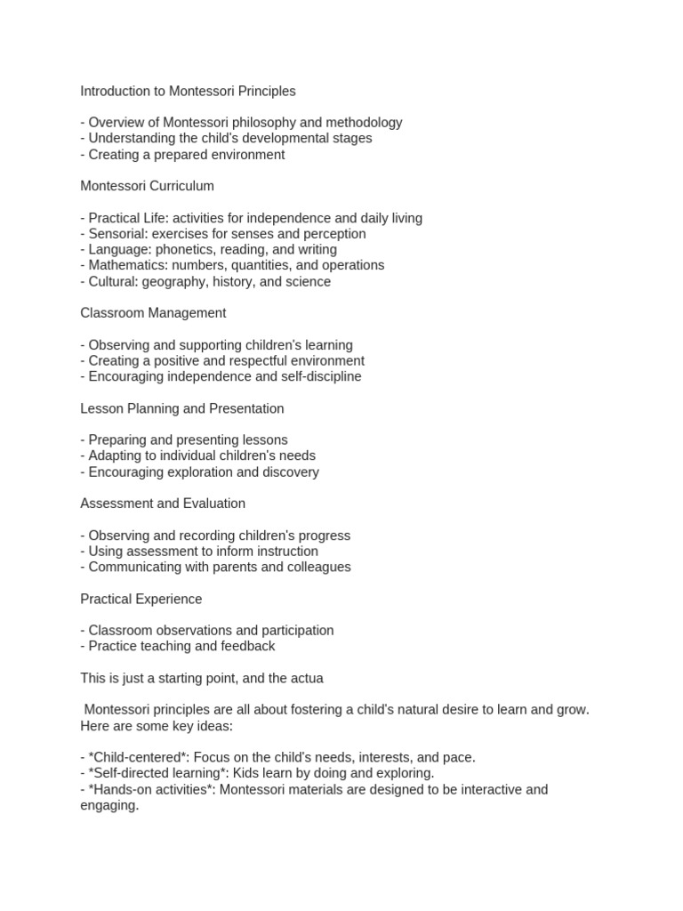 Introduction To Montessori Principles | PDF | Montessori Education ...