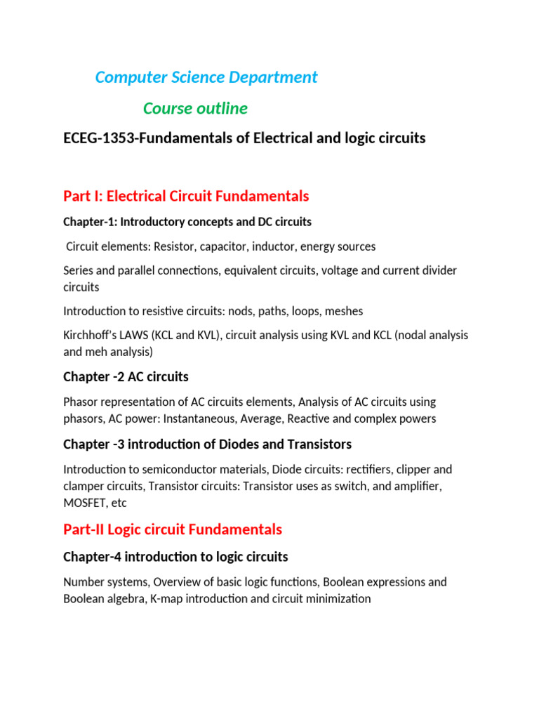 Course Outline Fundam Digital | PDF