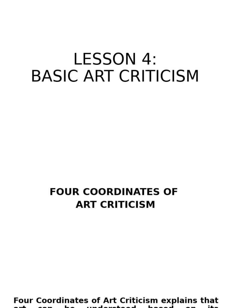 Lesson 4: Basic Art Criticism | PDF