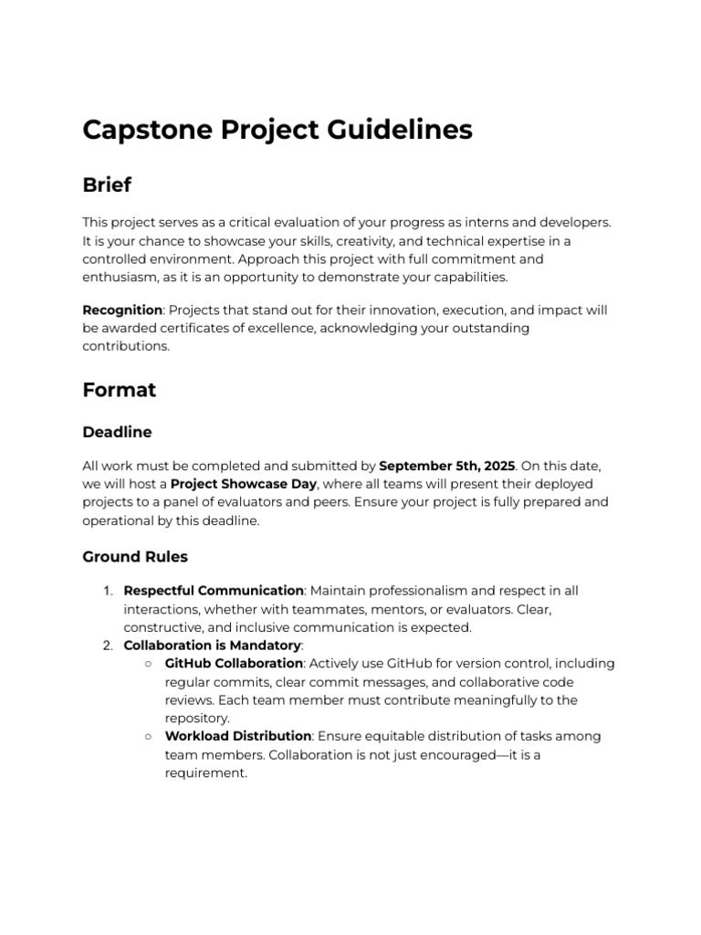 Capstone Project Guidelines | PDF | Mentorship | Usability