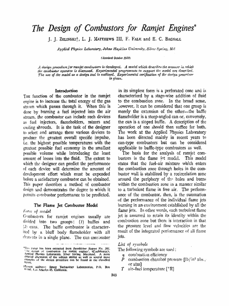 The Design of Combustors For Ramjet Engines : ,.T Om.b Sto " If'he Ff'j ...