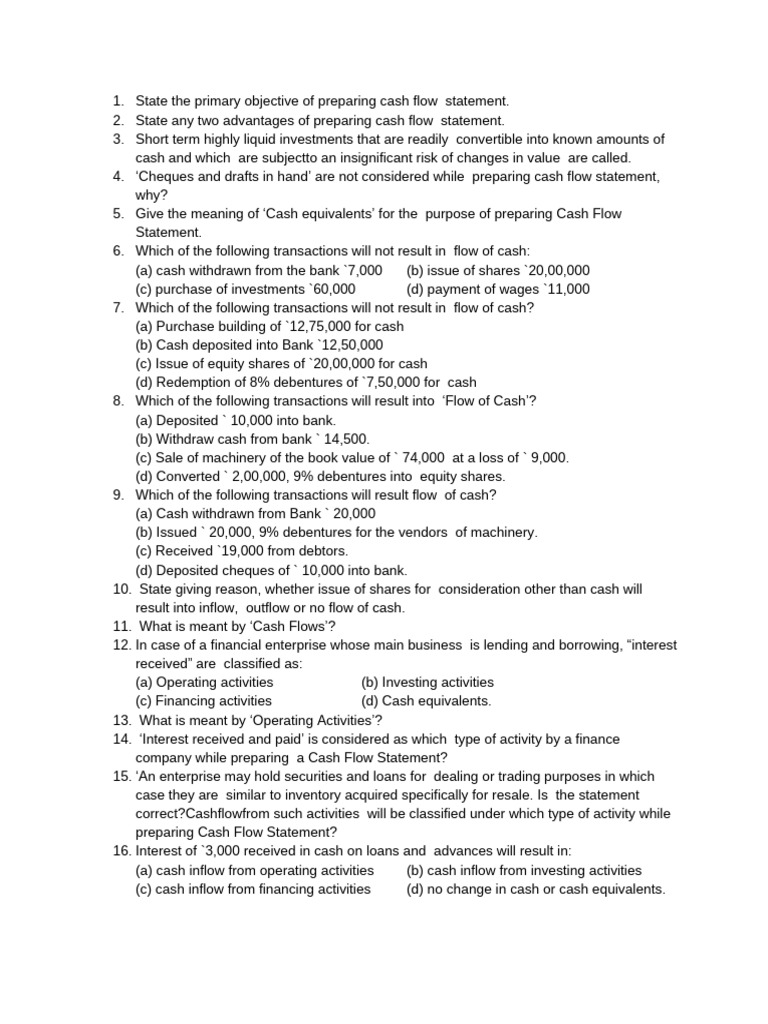 Cash Flow MCQ | PDF | Economies | Corporations