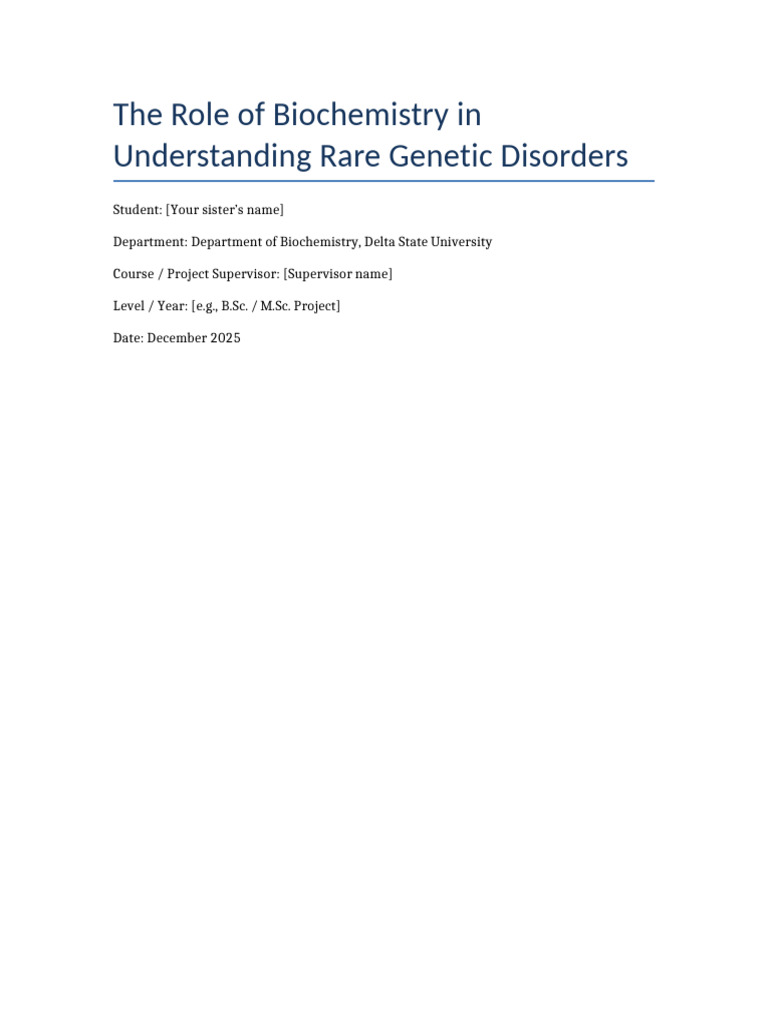 Fully Humanized Biochemistry Rare Genetic Disorders Project | PDF ...