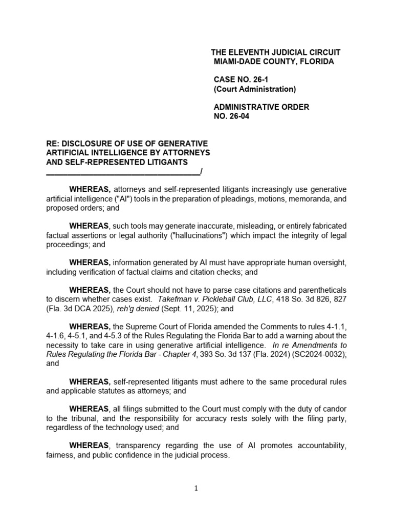 Administrative Order No. 26-04 Disclosure of Use of Generative AI | PDF ...
