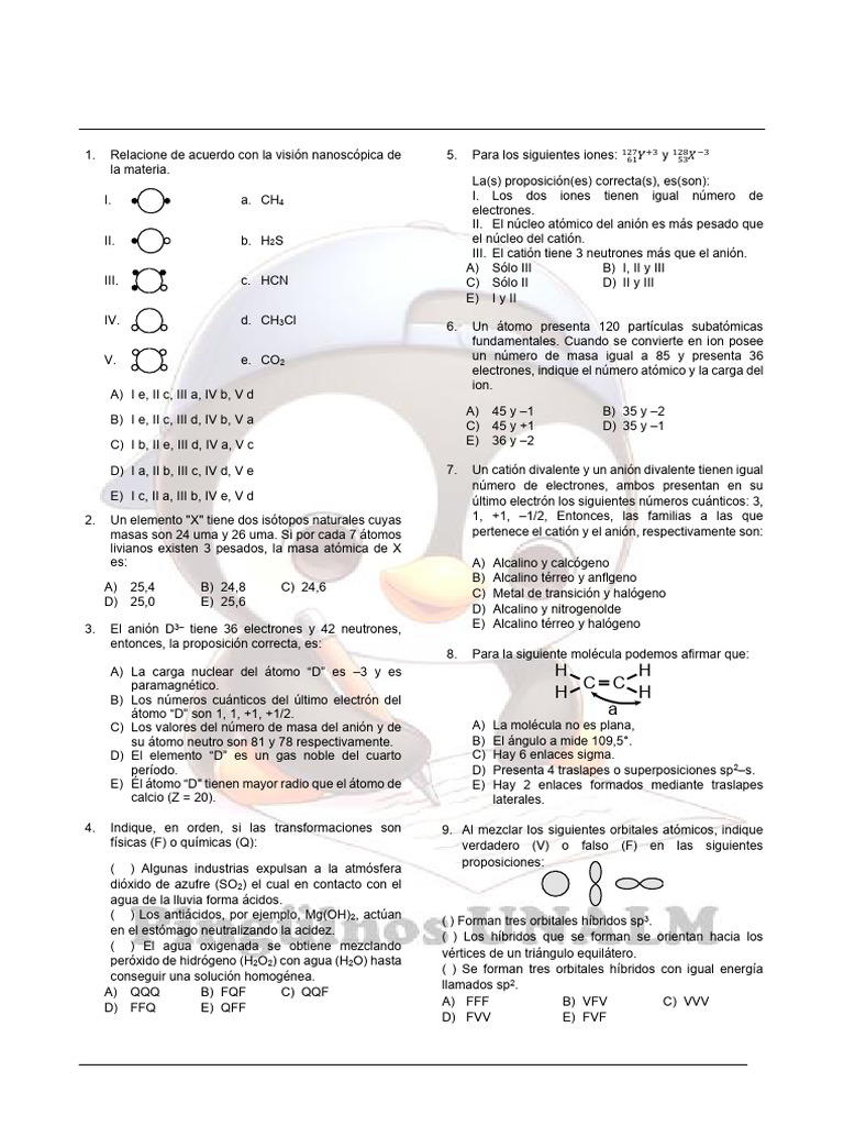 Química Pinguinos Unalm Regular 2025 II Repaso para El Directo | PDF ...