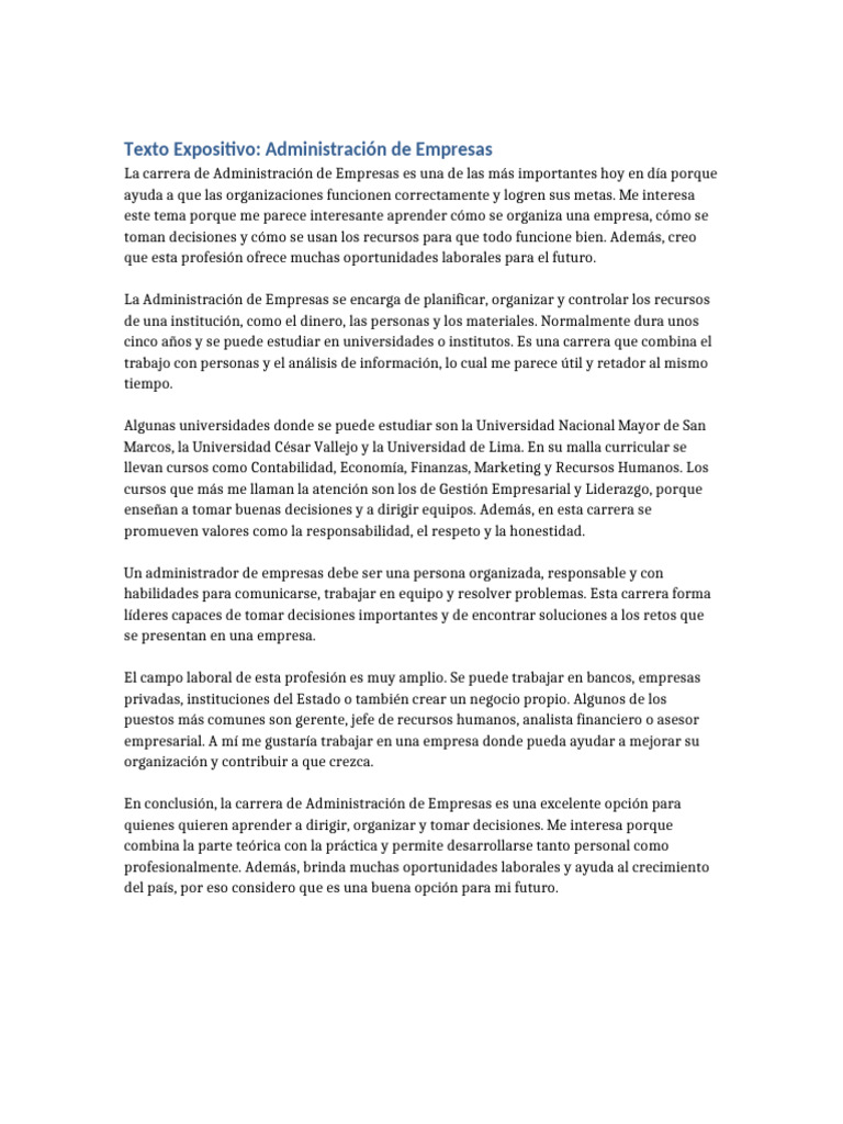 Texto Expositivo Administracion Completo | PDF