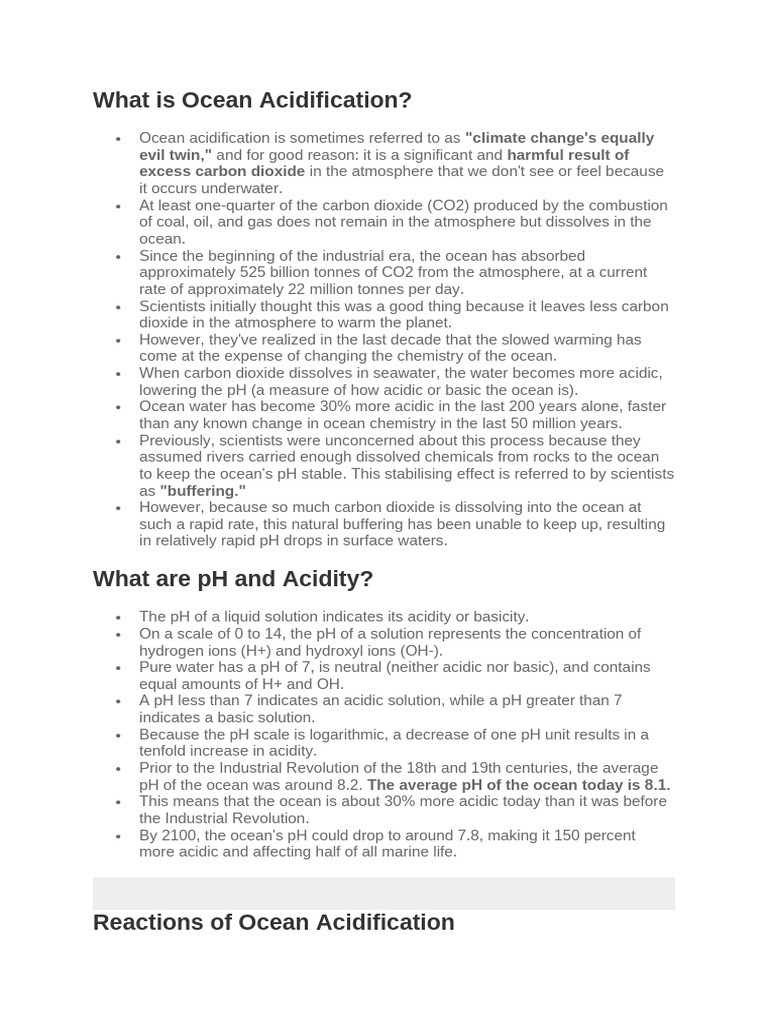 What Is Ocean Acidification | PDF | Ocean Acidification | Ph