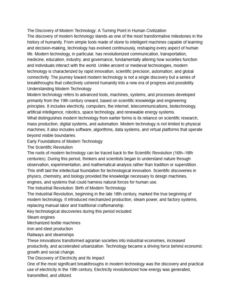 The Discovery of Modern Technology | PDF | Artificial Intelligence ...