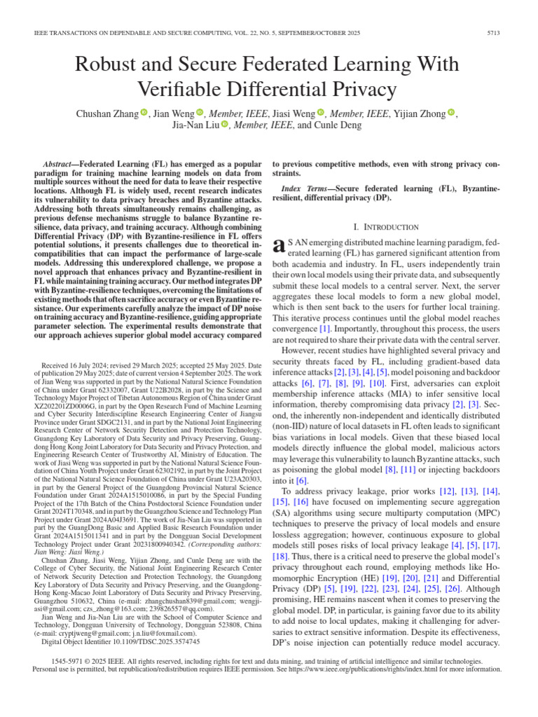 Robust and Secure Federated Learning With Verifiable Differential ...