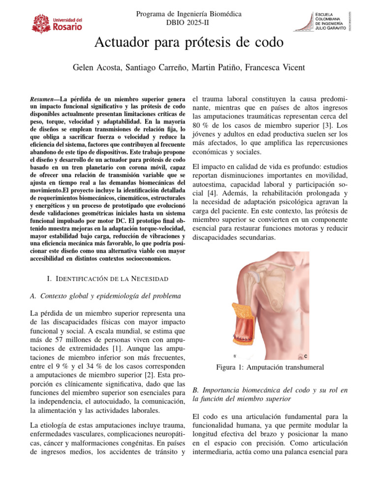 Desarrollo de una Protesis de Codo con enfoque en el diseño | PDF ...