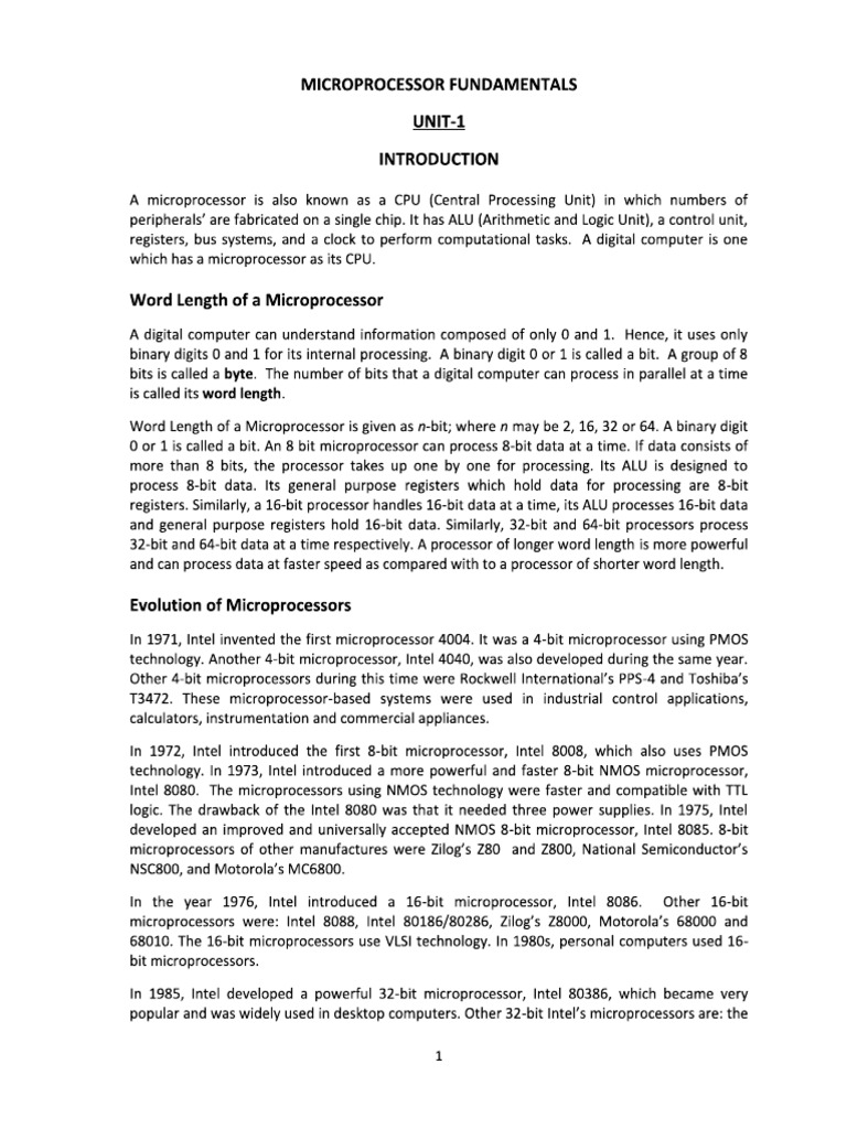 Microprocessor Notes | PDF