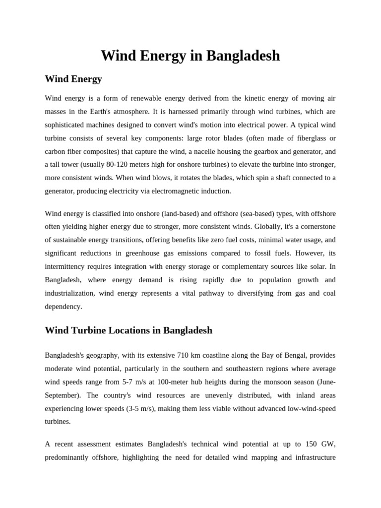 Wind Energy in Bangladesh | PDF | Wind Power | Renewable Energy