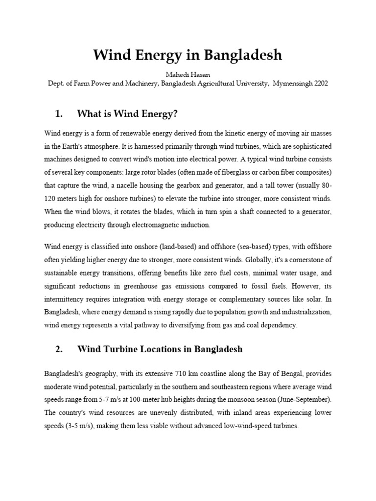 Wind Energy in Bangladesh | PDF | Wind Power | Renewable Energy