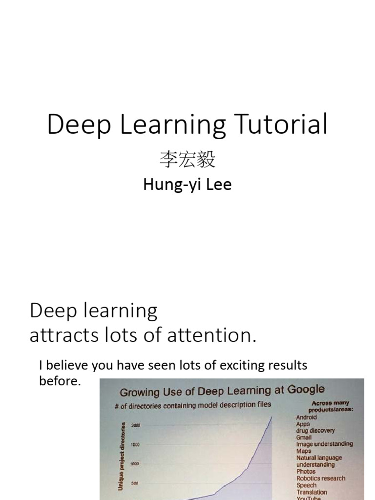 Deep Learning Tutorial - Hung-Yi Lee | PDF | Deep Learning | Machine ...