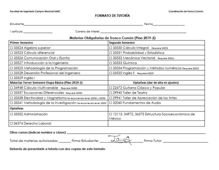 Garcia Cortez Yostin Jared 2114734 Formato Tutorias Tronco Comun | PDF ...