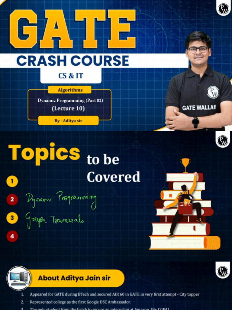 Dynamic Programming (Part 02) (Lec 10) Class Notes | PDF