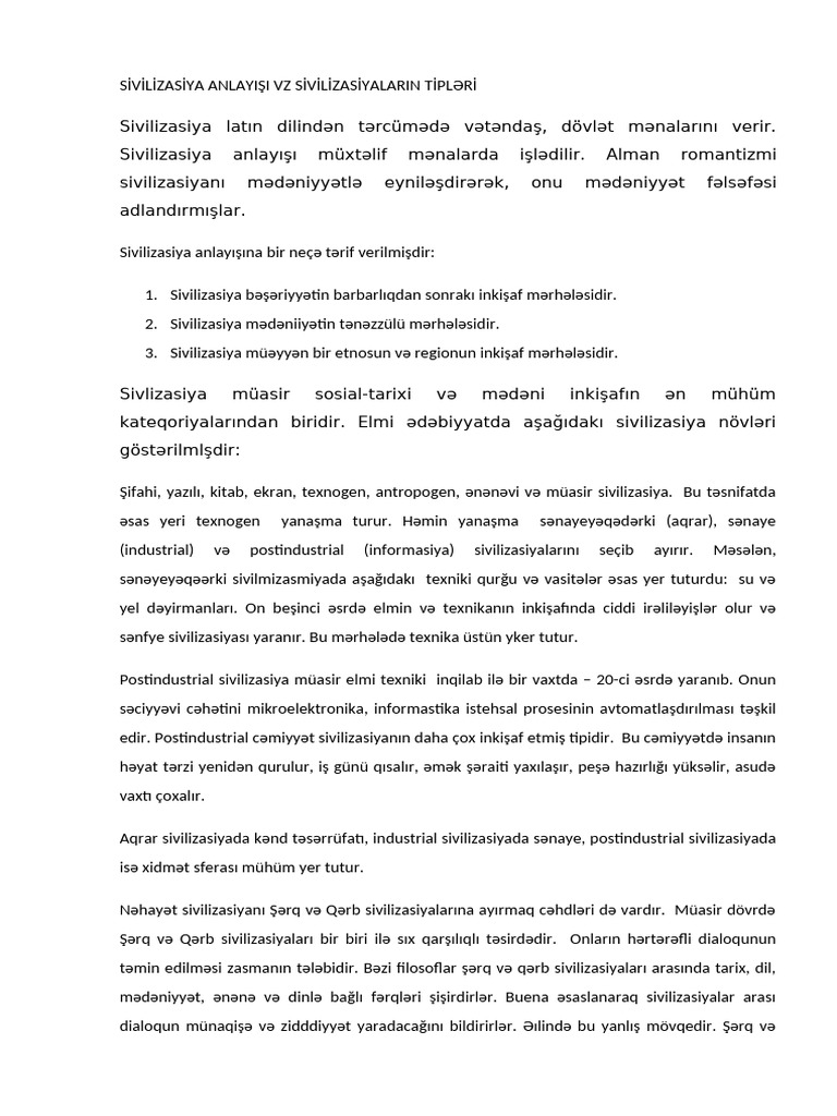 Sivilizasiya Tipleri-2 | PDF