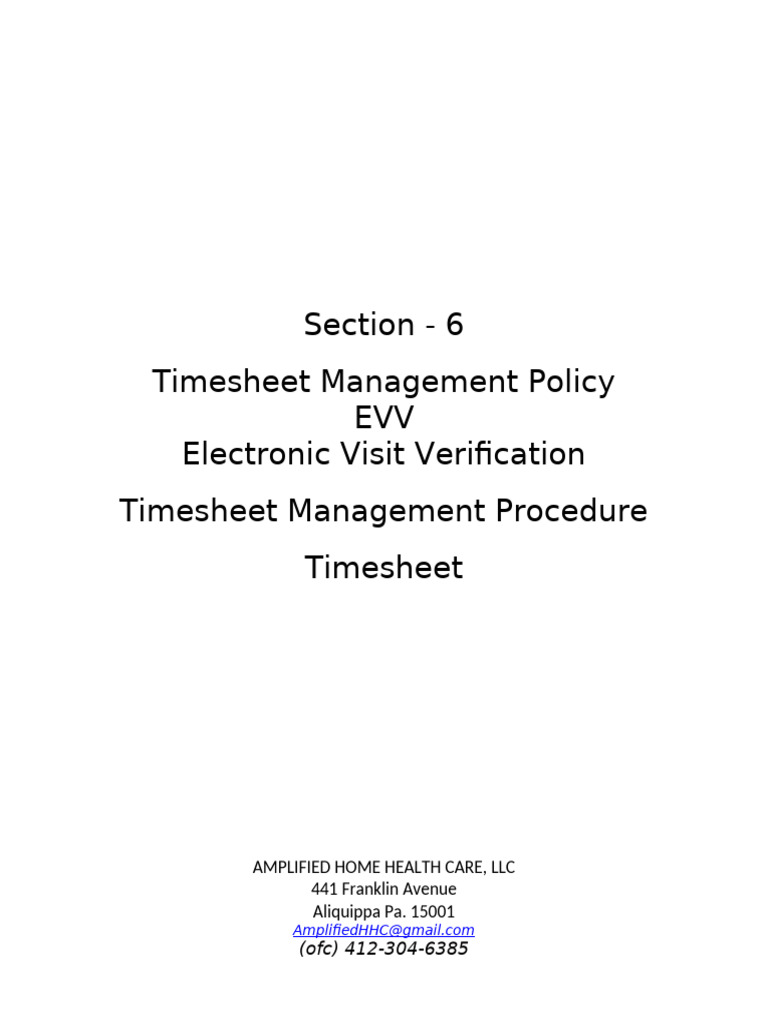 Section - 6 Timesheet Management Procedure | PDF