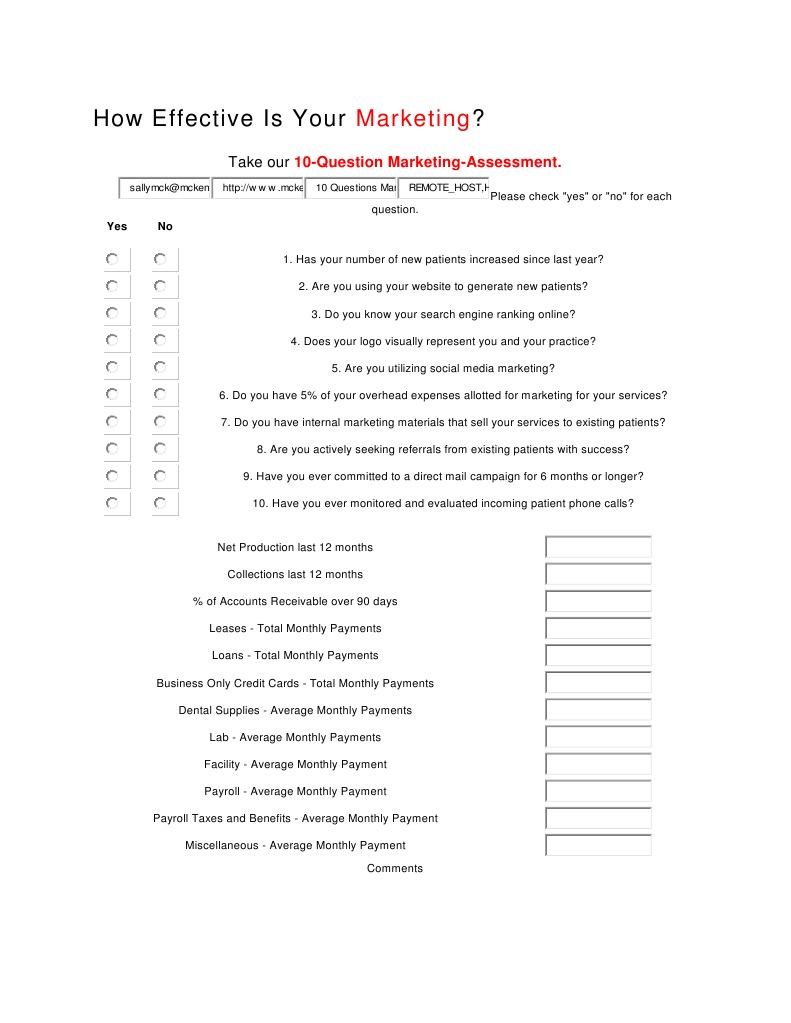 10-Question Marketing Assessment Tool | PDF | Finance & Money Management