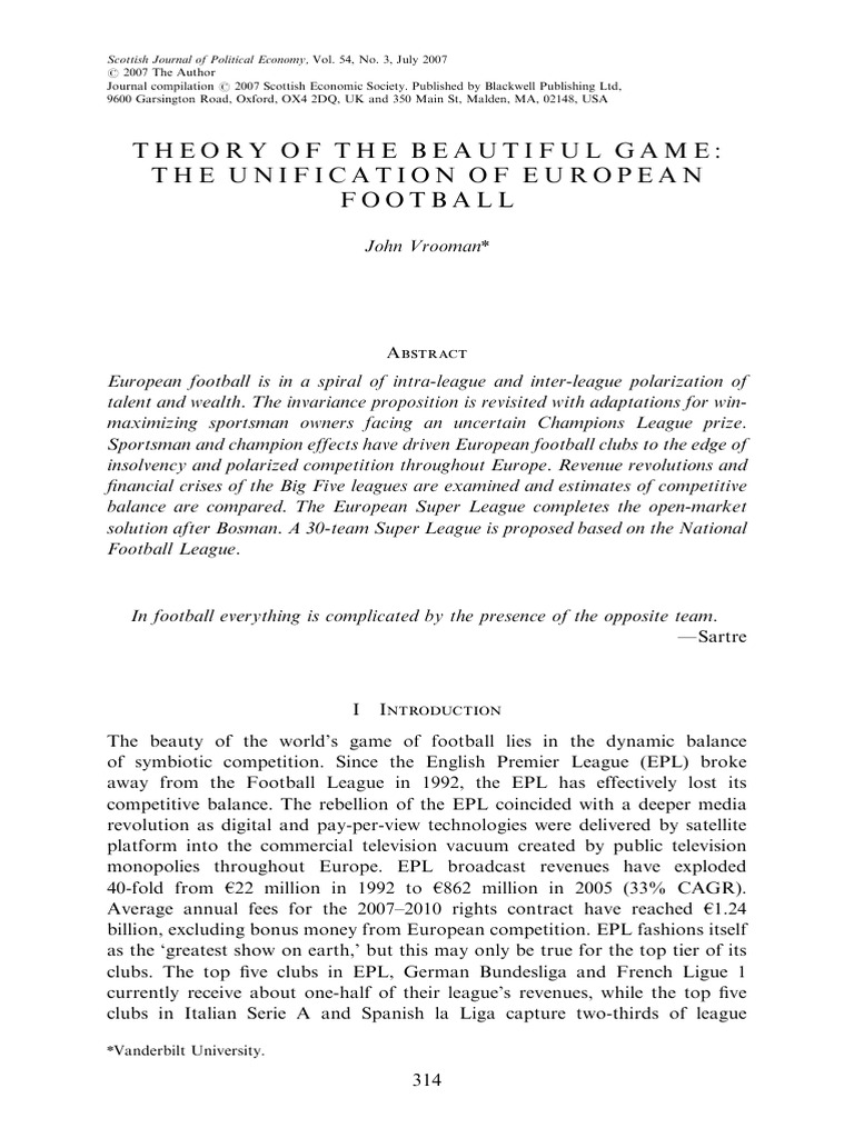 Theory of The Beautiful Game - The Unification of European Football ...