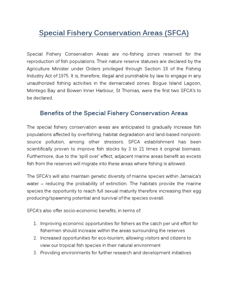 Special Fishery Conservation Areas (SFCA) Document | PDF | Non ...