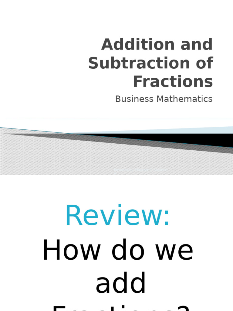 02 Addition and Subtraction of Fractions | PDF