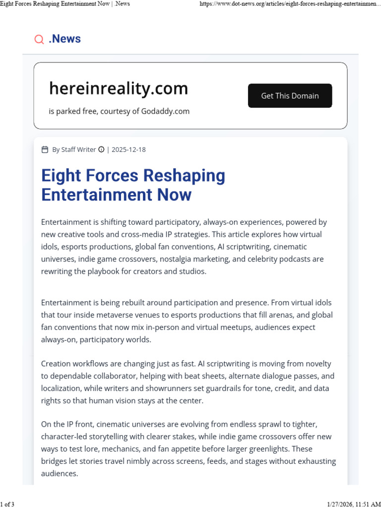 Eight Forces Reshaping Entertainment | PDF | Entertainment
