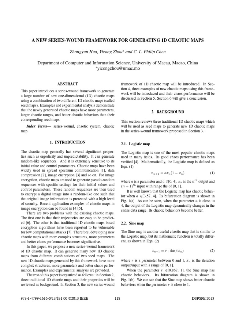 A New Series-Wound Framework For Generating 1D Chaotic Maps | PDF ...
