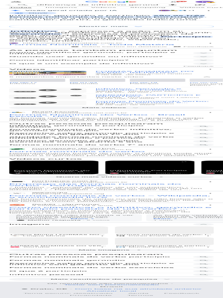 diferença de infinitivo gerúndio e particípio - Pesquisa Google | PDF ...