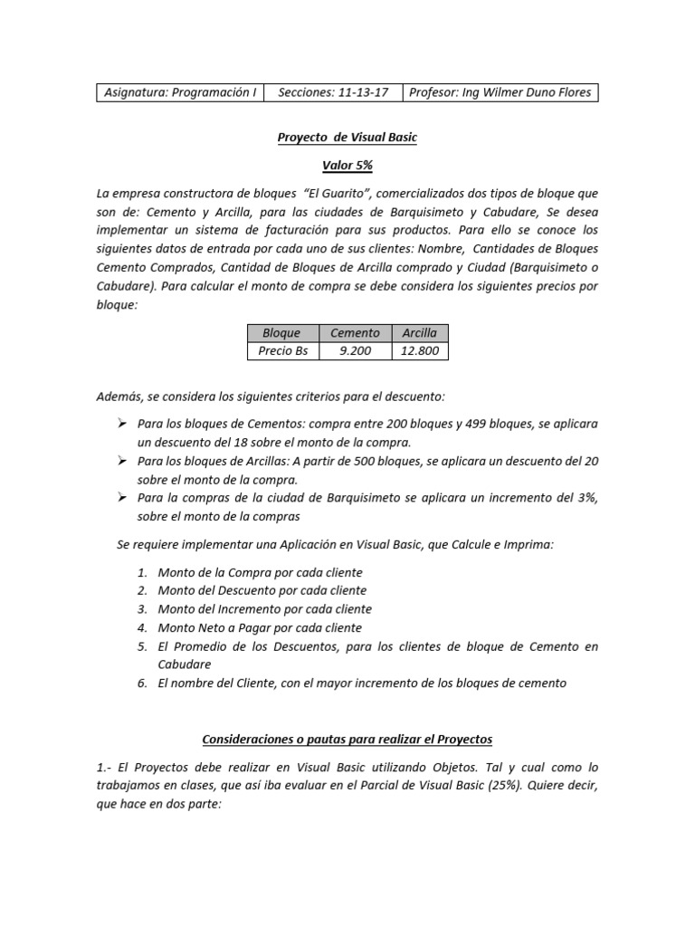 Proyectos de Visual Basic Secciones 11-13-17 | PDF | Básico | Software