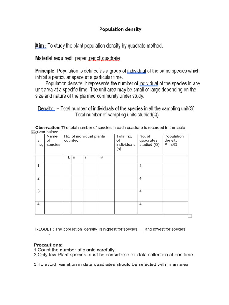 Population Density and Frequency Question 2 | PDF