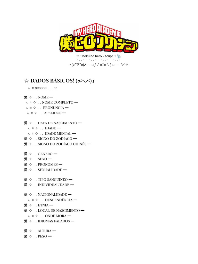 Bnha script ( base) | PDF