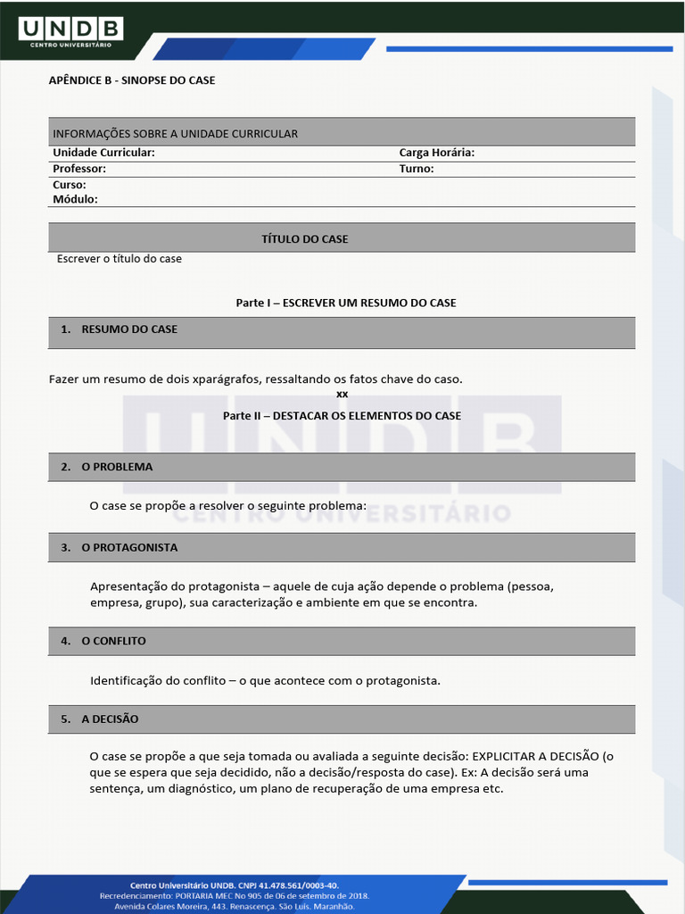 Template Sinopse de Case 2.0 (2) | PDF