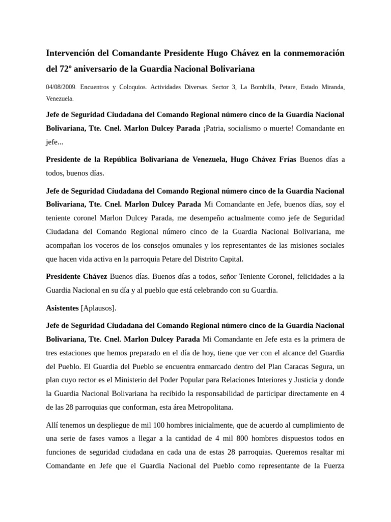 Intervenciones del Comandante Chávez | PDF | Hugo Chavez | Venezuela
