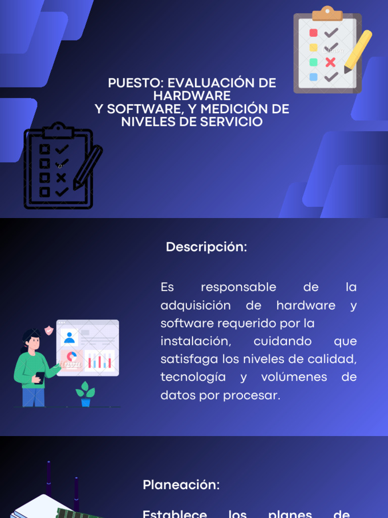 PUESTO EVALUACIÓN DE HARDWARE Y SOFTWARE, Y MEDICIÓN DE NIVELES DE ...