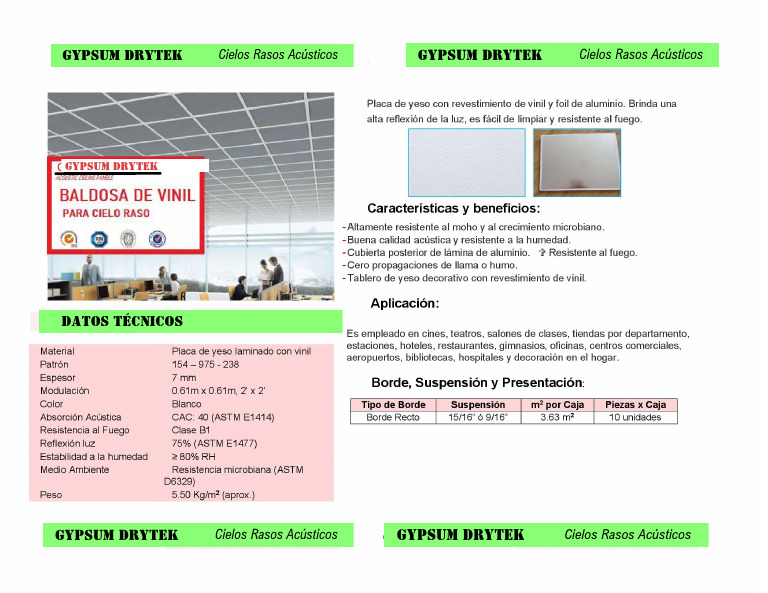 Ficha Tecnica Baldosa Vynil Drytek | PDF