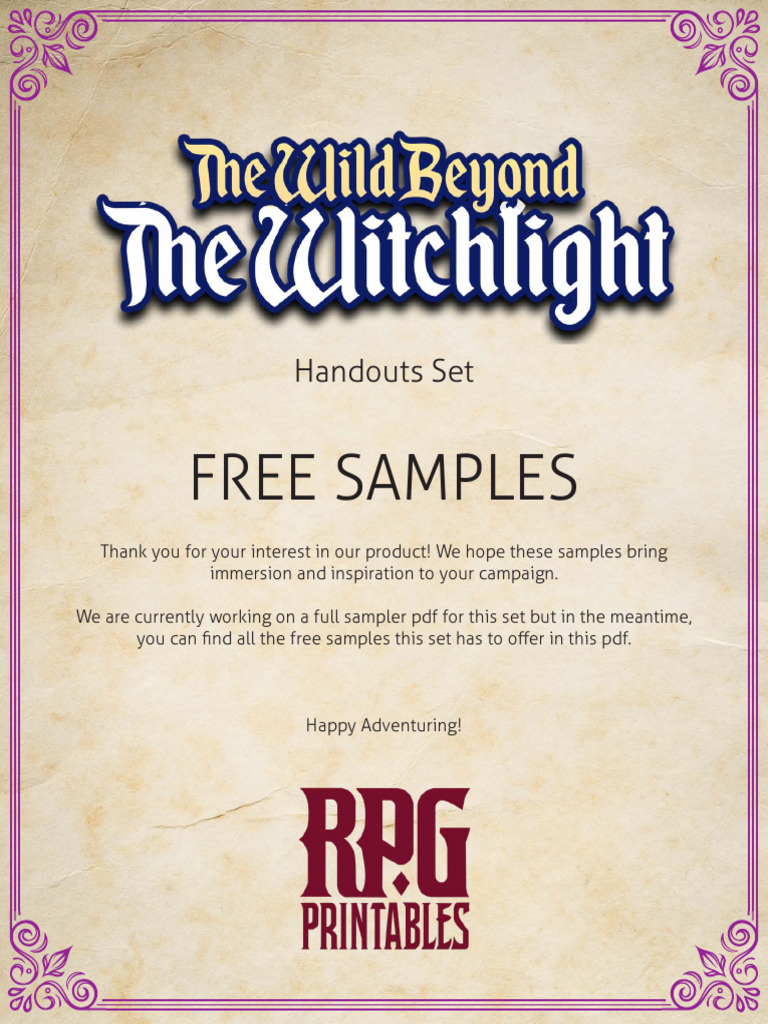 RPGPrintables WildBeyondTheWitchlight HandoutsSet Samples | PDF