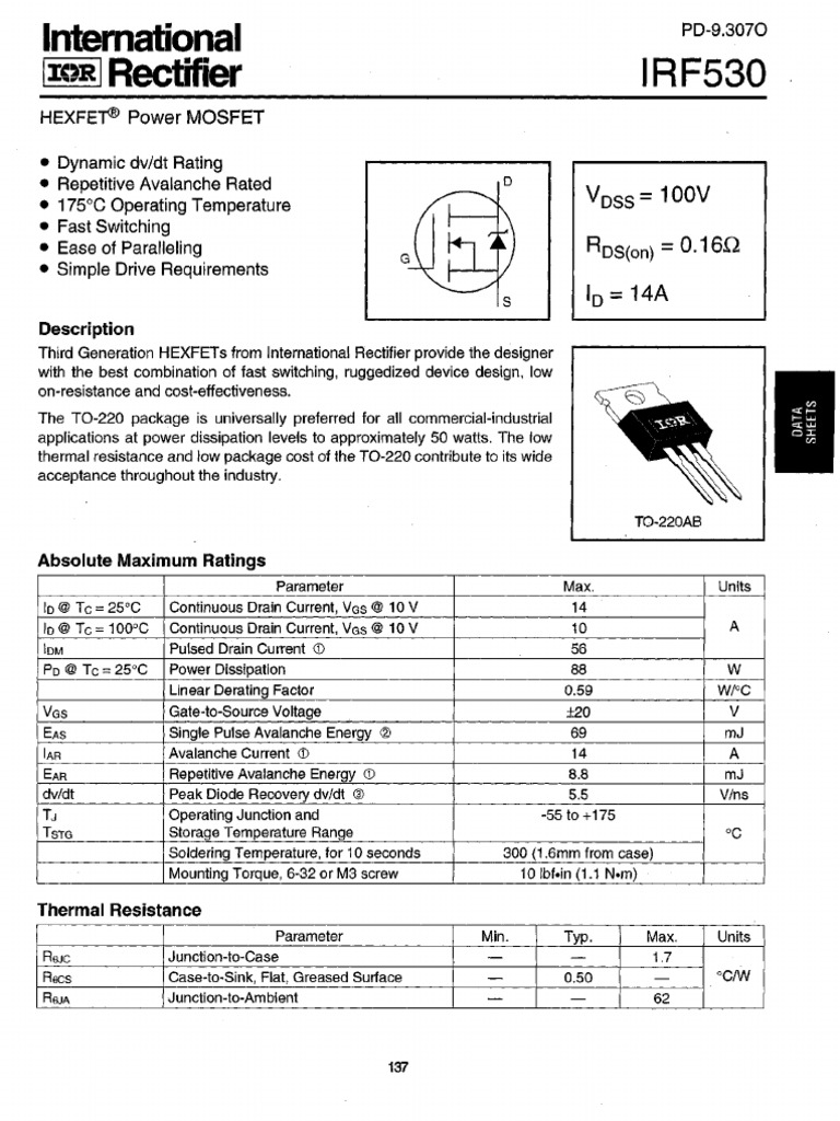 Irf530 Datasheet | PDF