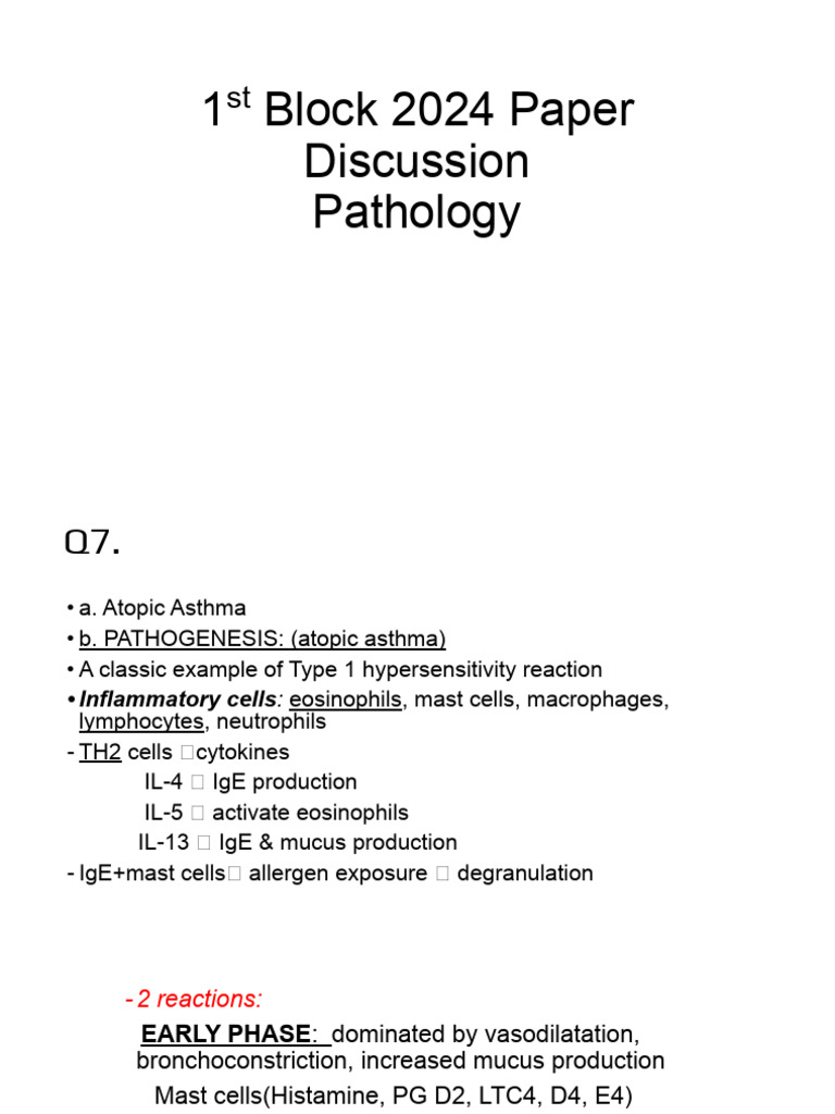 1st Block Pathology 2024 | PDF | Anemia | Inflammation