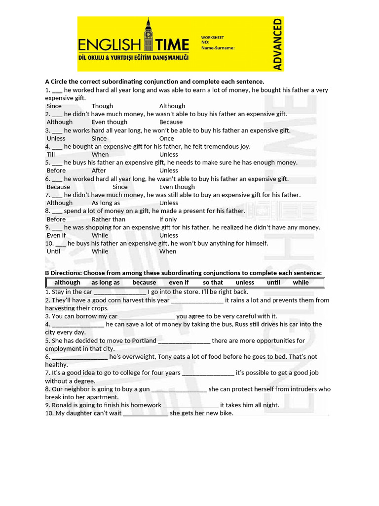 105 Subordinating Conjunctions | PDF