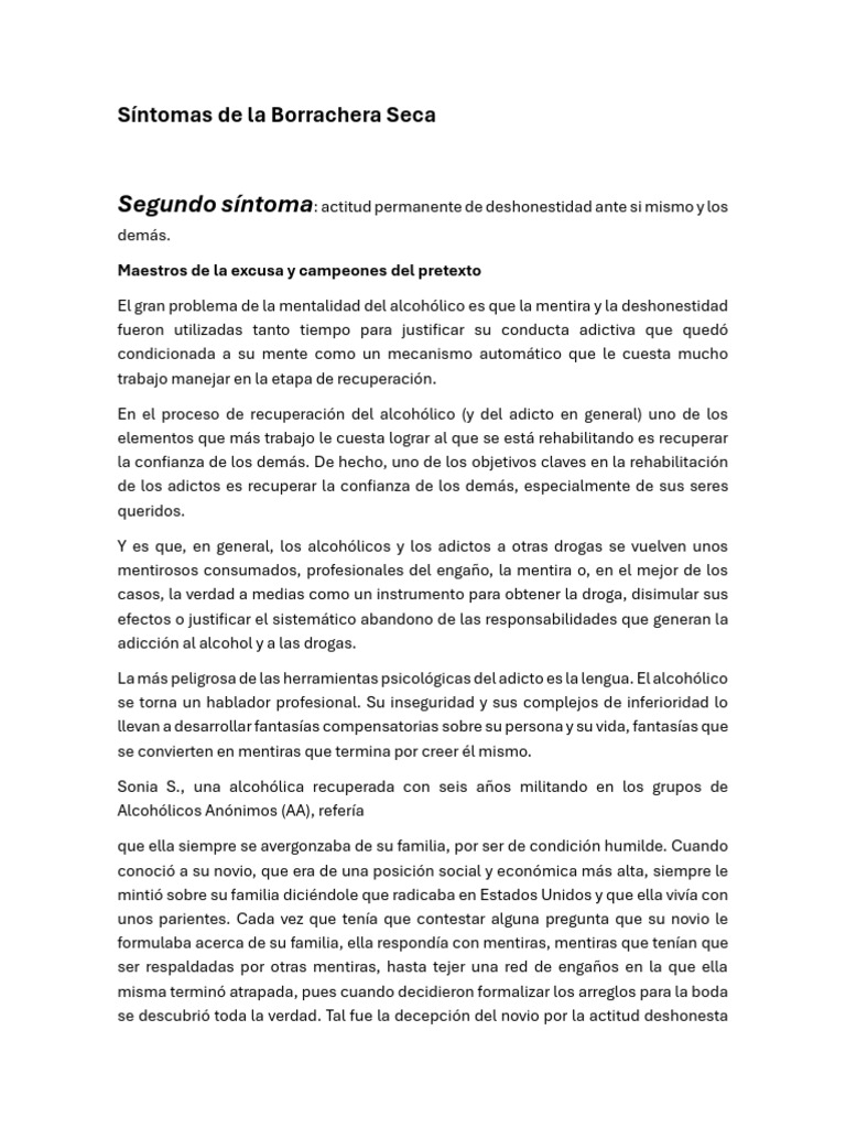 2do Síntoma de La Borrachera Seca | PDF | Alcoholismo | Verdad