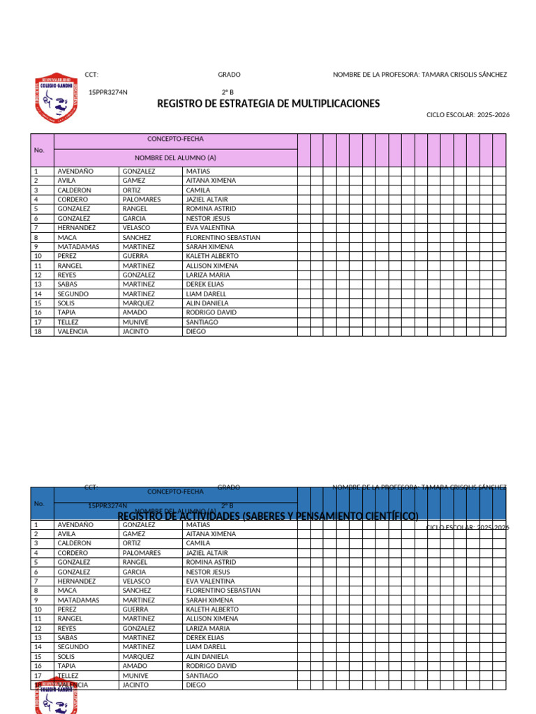 Registro de Actividade 2° B | PDF