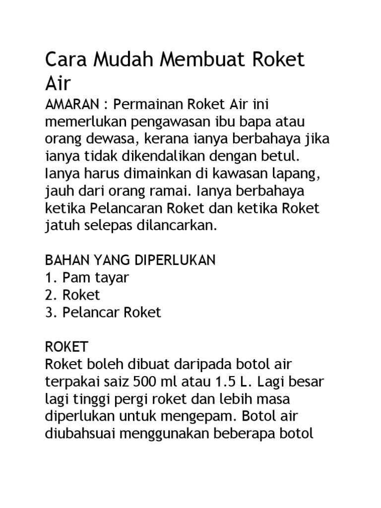 Cara Mudah Membuat Roket Air | PDF | Griya & Taman