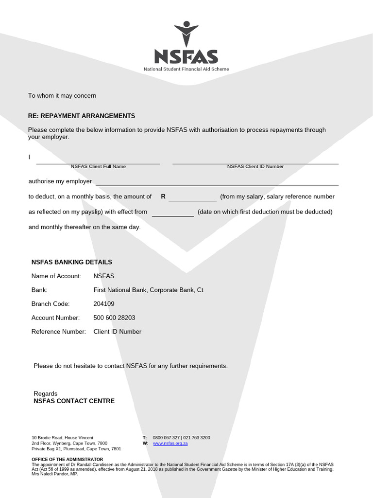 Repayment Arrangements - Employer Deduction Form | PDF