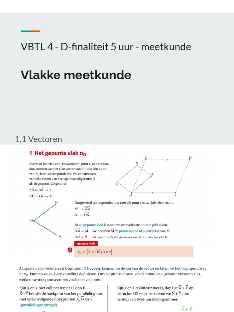 Vlakke Meetkunde - 1.1 Vectoren (Theorie) | PDF