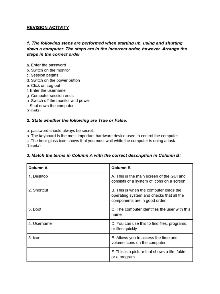 Grade 10 Revision Activity | PDF | Icon (Computing) | Software