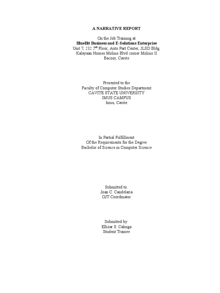 Narrative Report | Internship | Retail