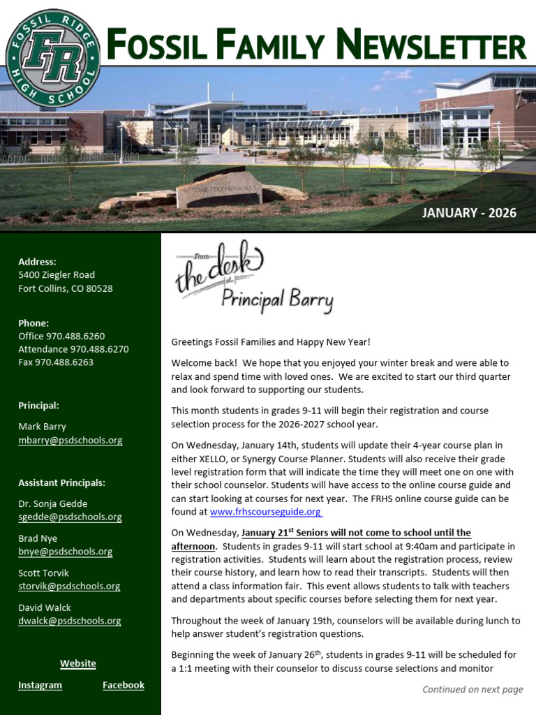 FRHS January Monthly Newsletter 2026 | PDF